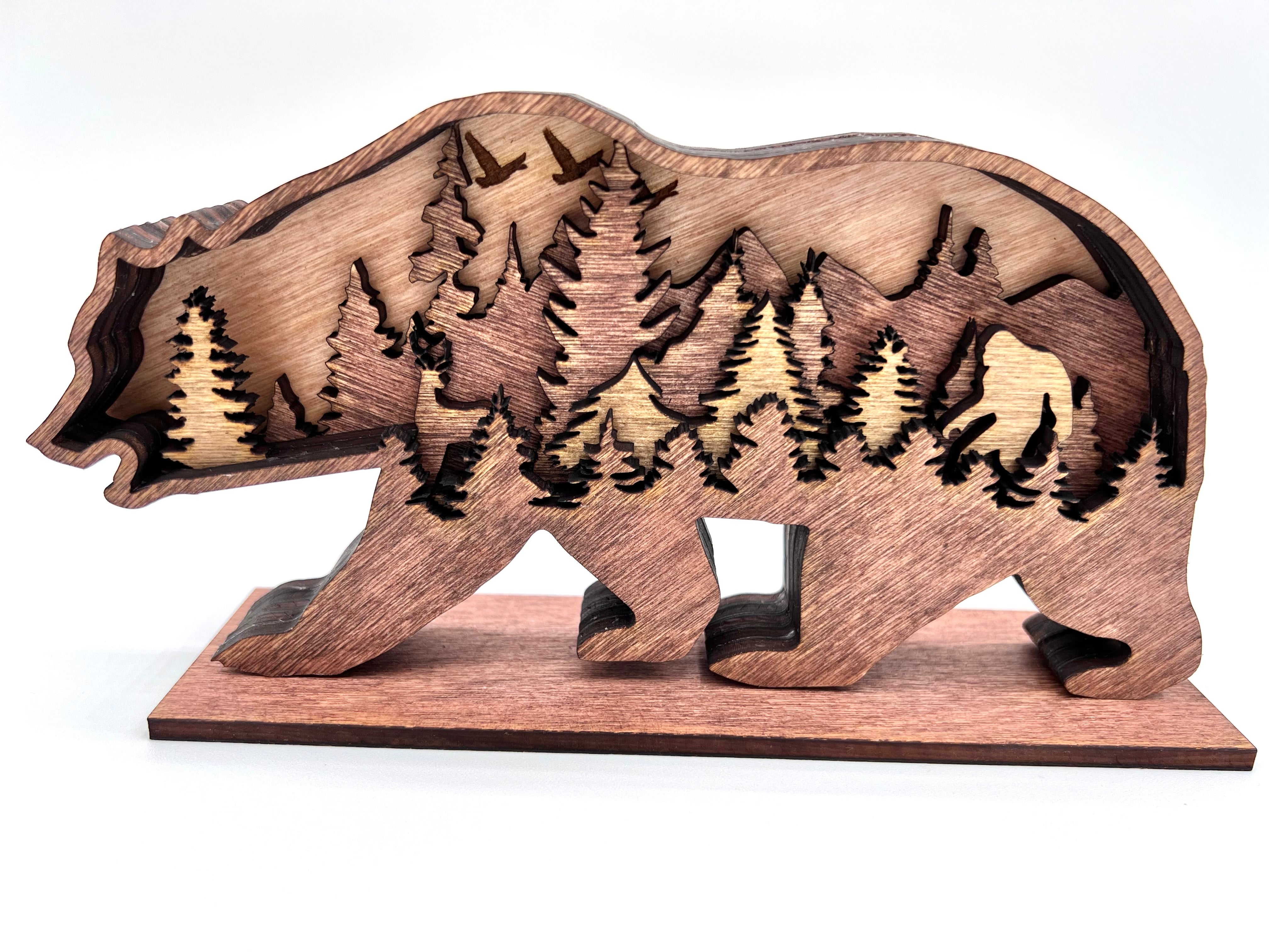 Bear Tabletop Decor 5 Layer Wood